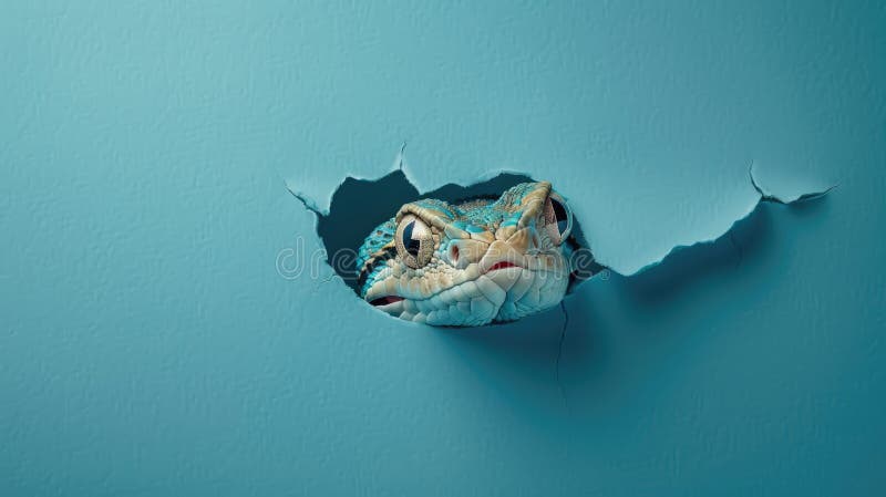 Cute Viper Peeking through a Hole Stock Illustration - Illustration of ...