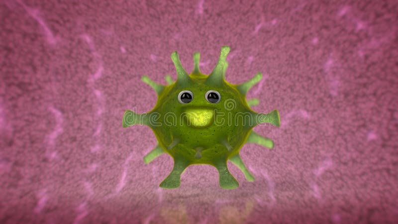 Cute Virus Character Waving by Hand 3D Render Illustration Stock ...