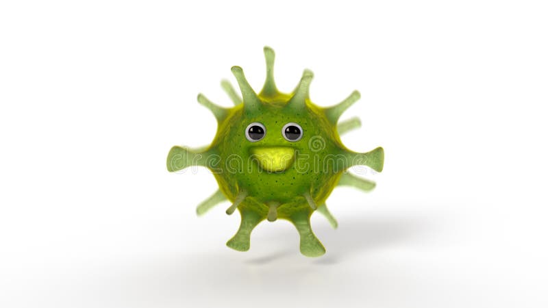 Cute Virus Character Waving by Hand 3D Render Illustration Stock ...