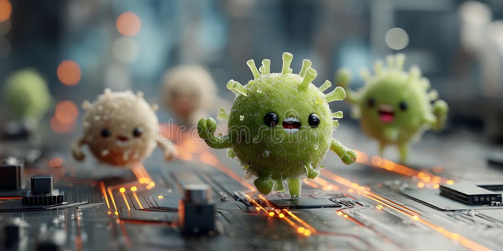 Cute Virus Characters 3D Render of Microscopic Organisms Stock ...