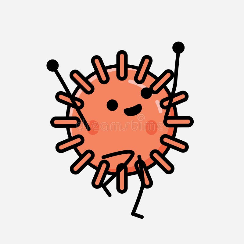 Cute Virus Mascot Vector Character in Flat Design Style Stock Vector ...