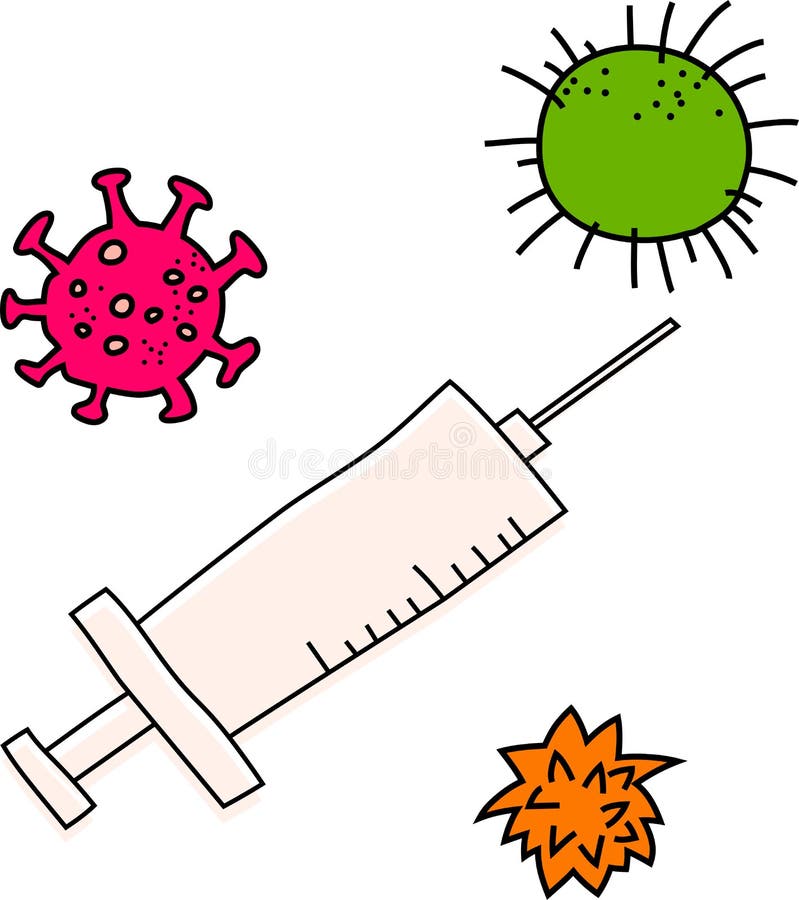 Cute Virus Preventive Vaccine Injection Stock Vector - Illustration of ...