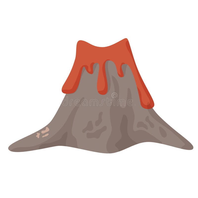 Cute Vulcano, Vector Flat Illustration. Cartoon Sing Volcano Handdraw ...