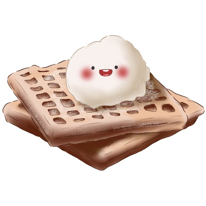 The Cute Waffle Delight Illustration Art Stock Photo - Illustration of ...