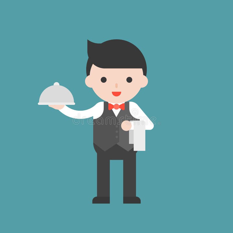 Cute Waiter Character, Professional Set, Flat Design Stock Vector ...