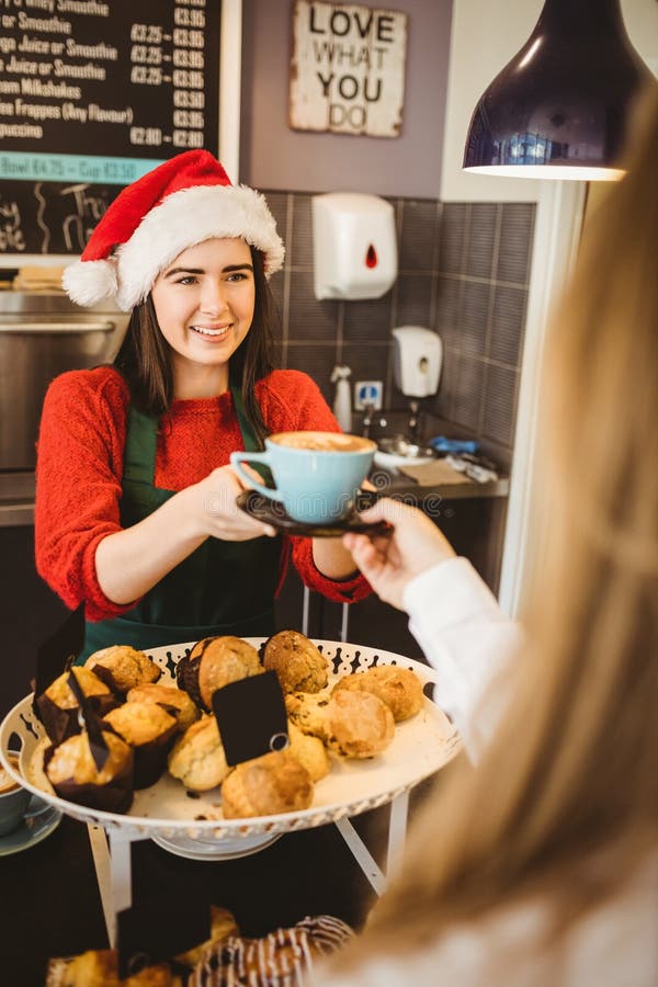 Cute Waitress Standing Behind the Counter Stock Image - Image of server ...