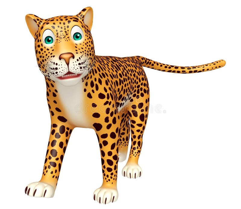 Cute Walking Leopard Cartoon Character Stock Illustration ...