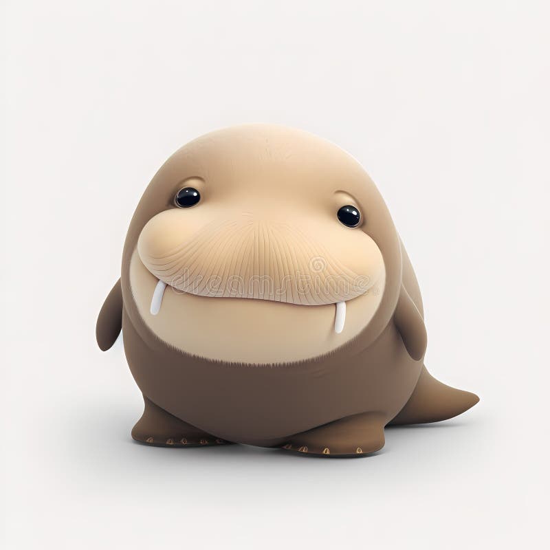 Cute Walrus Cartoon. Generative AI Stock Illustration - Illustration of ...