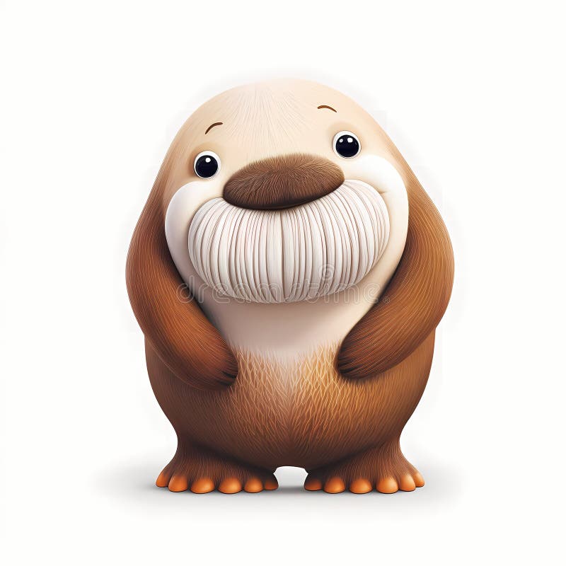 Cute Walrus Cartoon. Generative AI Stock Illustration - Illustration of ...