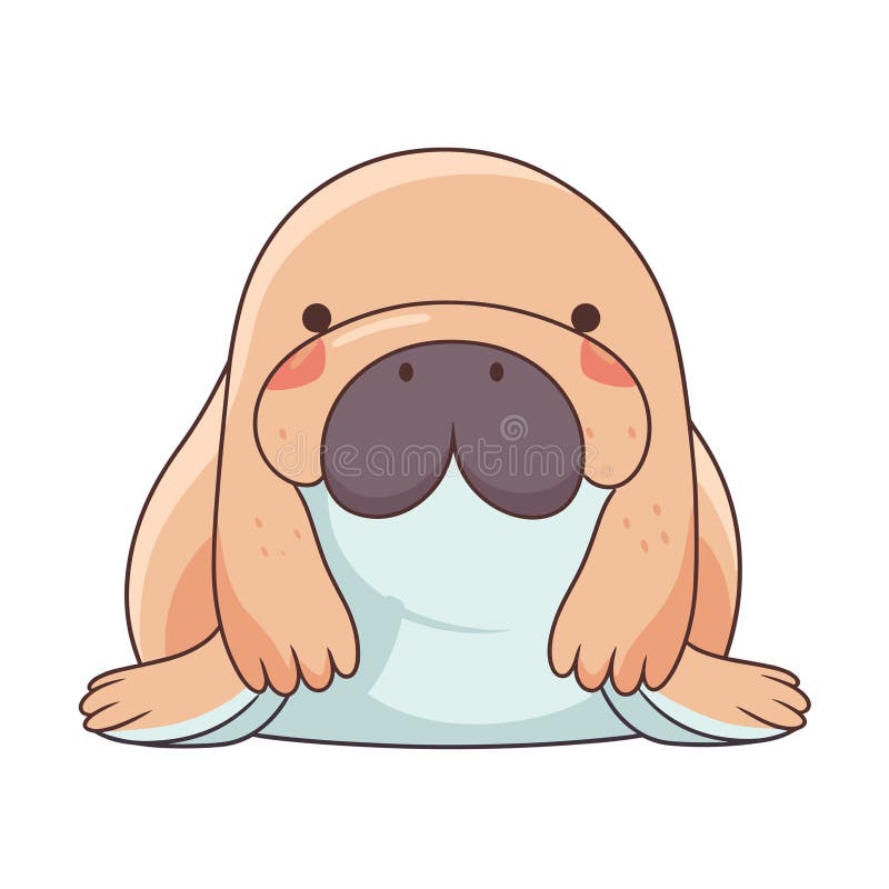 Cute Walrus Illustration in Kawaii Style. Vector Illustration Stock ...