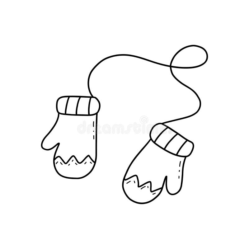 Cute Warm Cozy Mittens. Vector Doodle Isolated Stock Vector ...