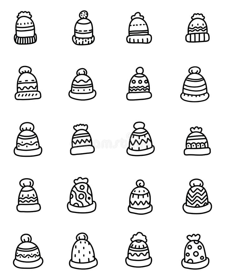 Cute Warm Winter Hats, Icon Stock Vector - Illustration of warm, wear ...