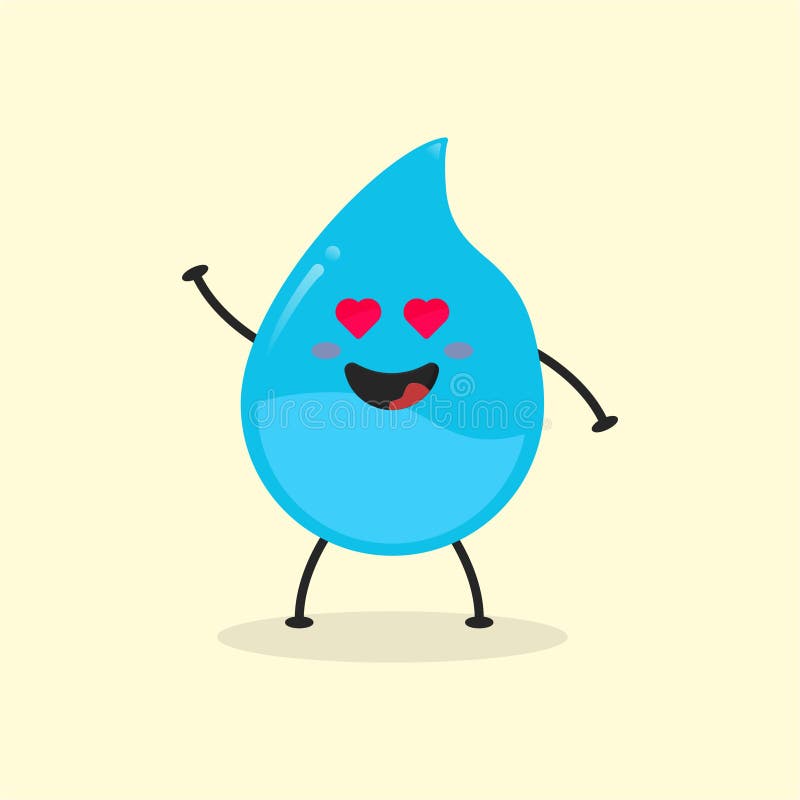 Cute Flat Cartoon Water Drop Illustration. Vector Illustration of Cute ...
