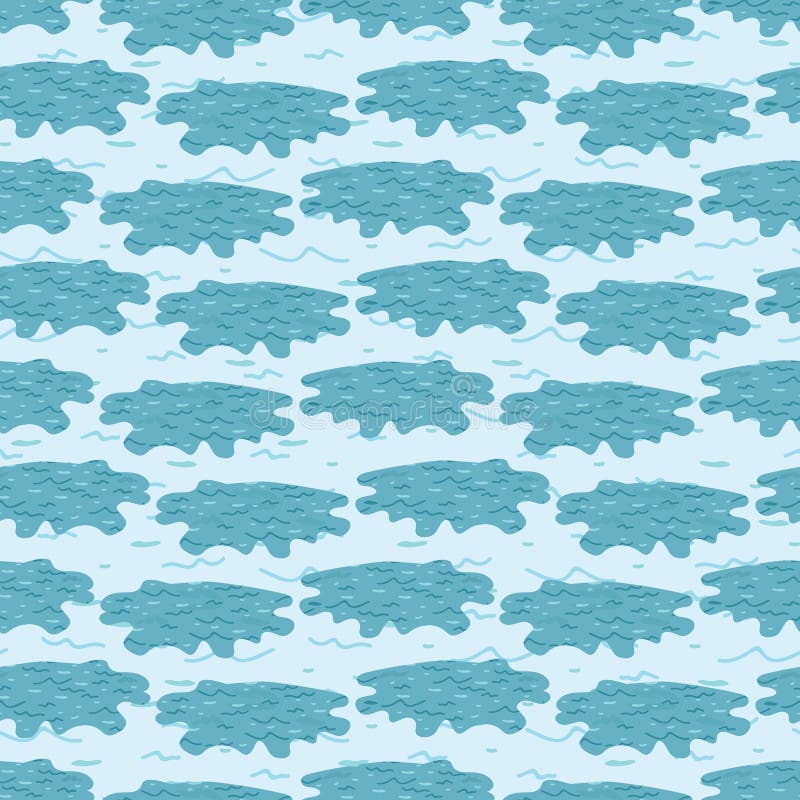 Cute Water Wave Puddle Cartoon Seamless Vector Pattern Stock ...