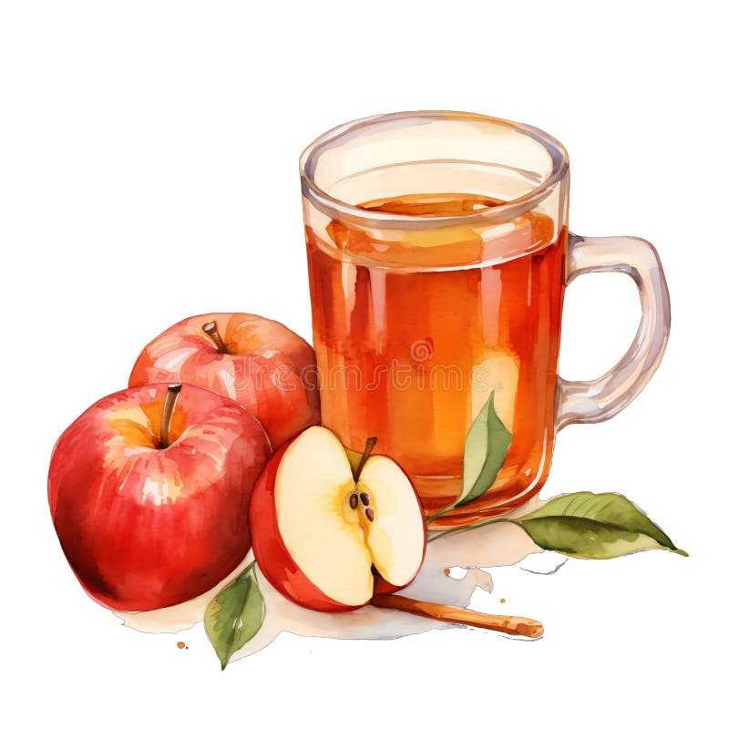 Cute Watercolor Apple Cider Fall Autumn, Illustration Stock ...