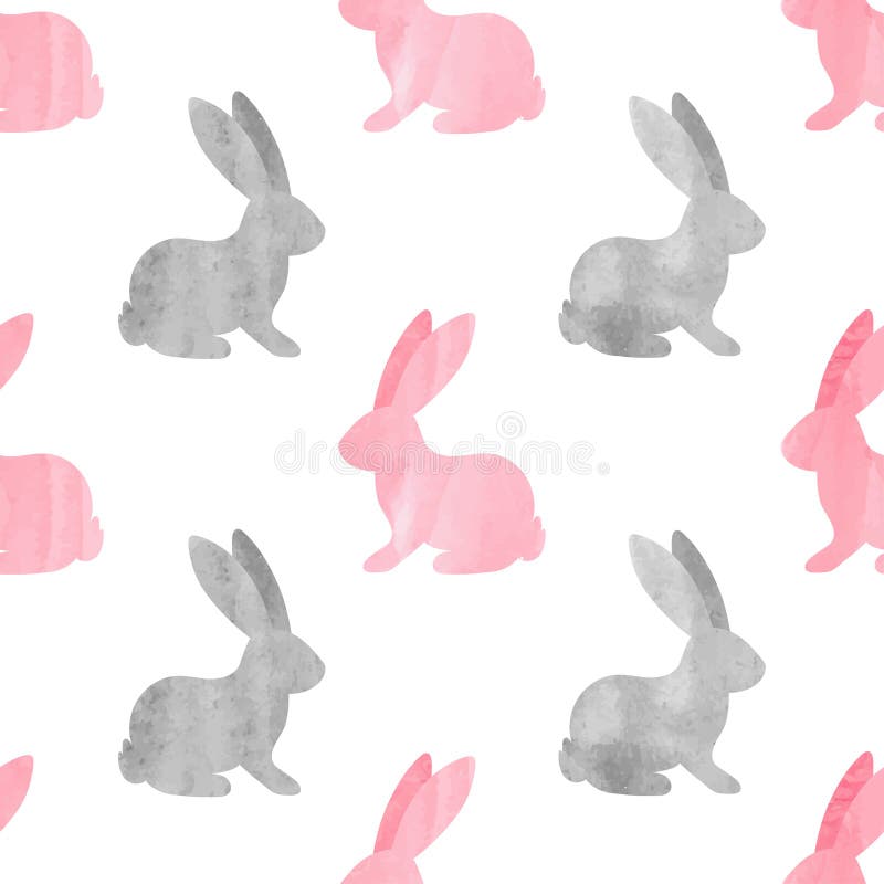 Pink Watercolor Bunny Seamless Pattern Stock Illustrations – 960 Pink ...