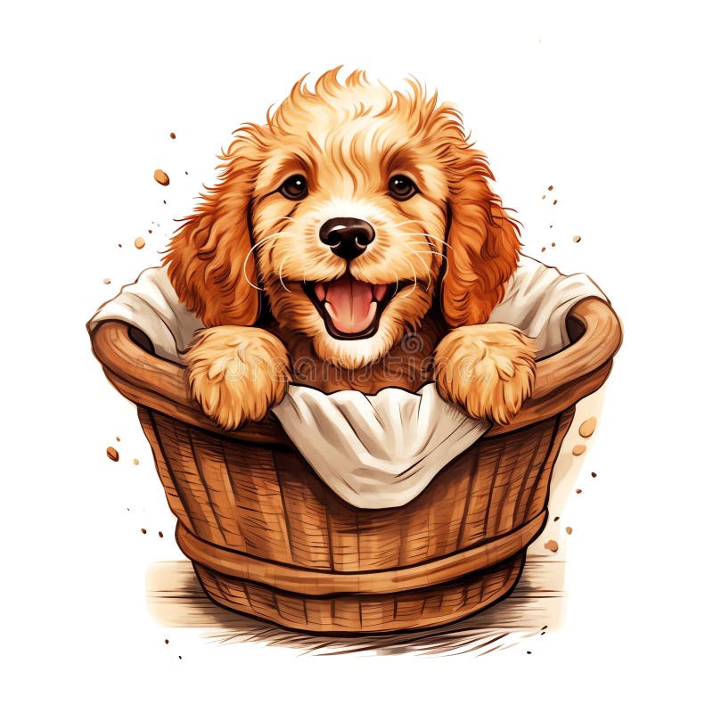 Cute Watercolor Cockapoo Dog Breed Illustration Stock Illustration ...