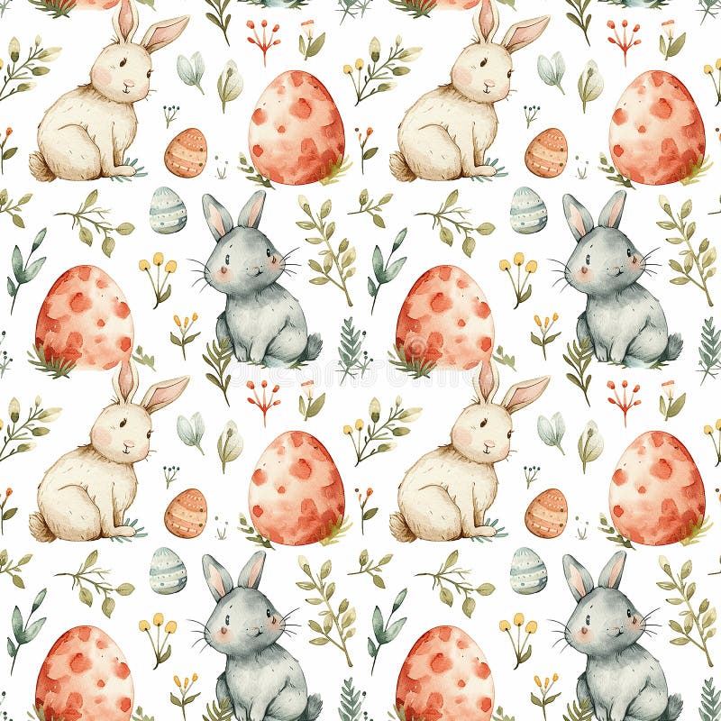 Cute Watercolor Easter Background Pattern Stock Photo - Image of bunny ...