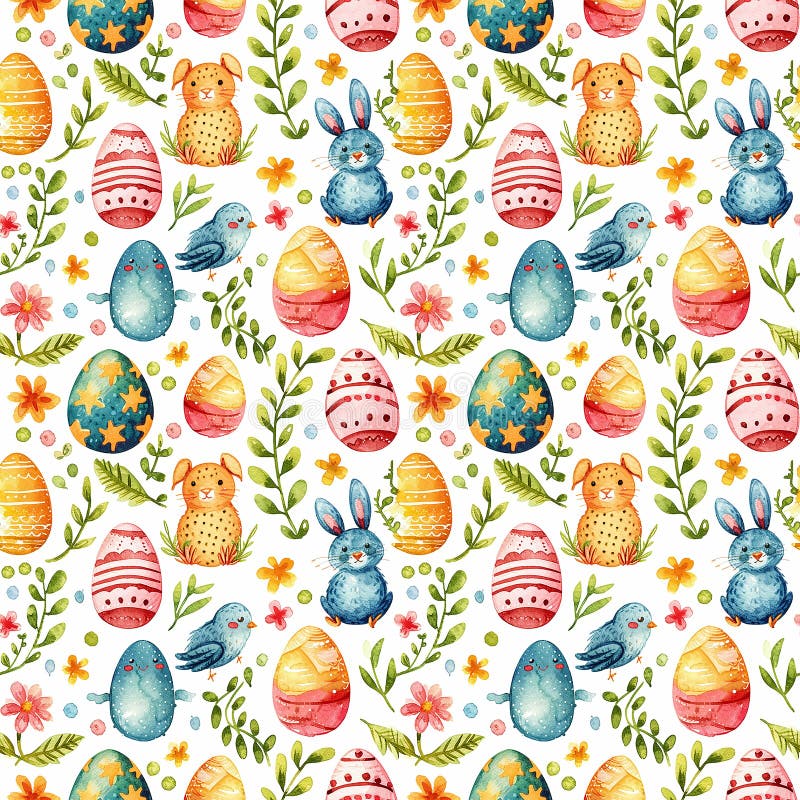 Cute Watercolor Easter Background Pattern Stock Image - Image of ...