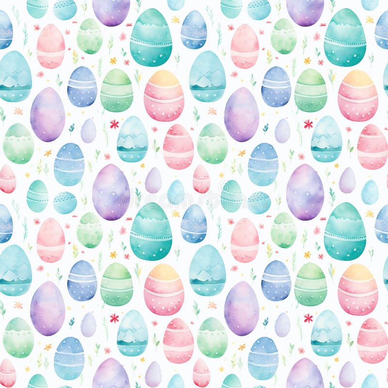 Cute Watercolor Easter Seamless Pattern Background Stock Illustration ...