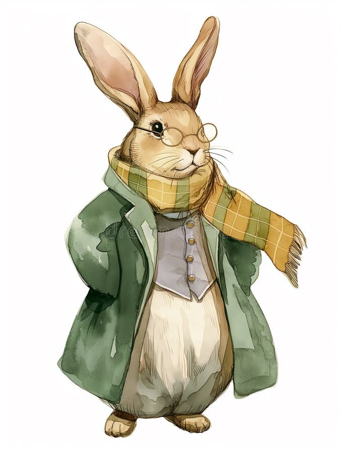 Cute Watercolor Fairy Tail Rabbit Illustration Stock Illustration ...