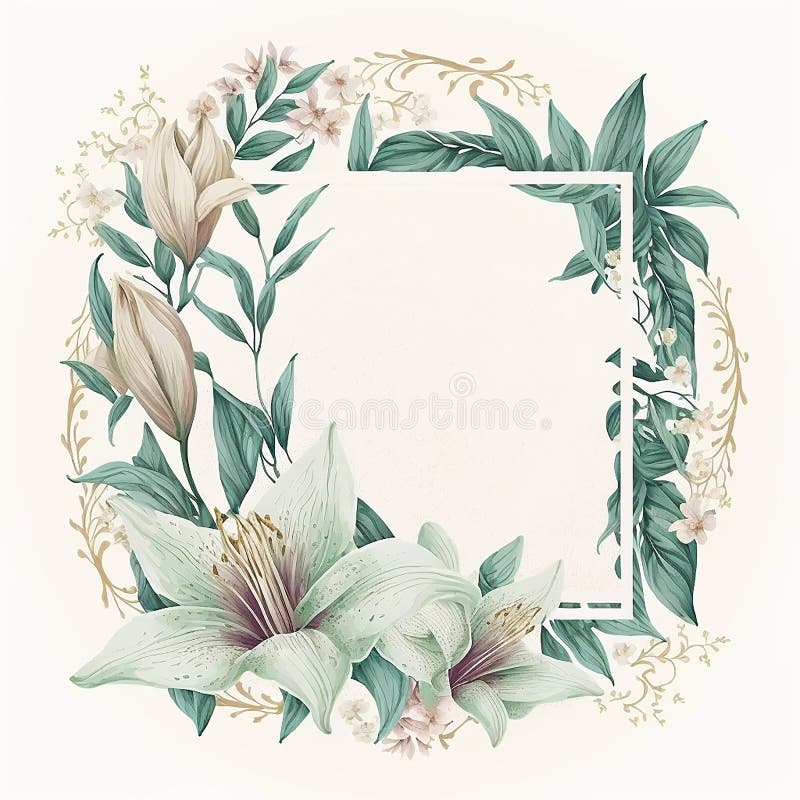 Cute Watercolor Floral Frame. Illustration Generative AI Stock ...