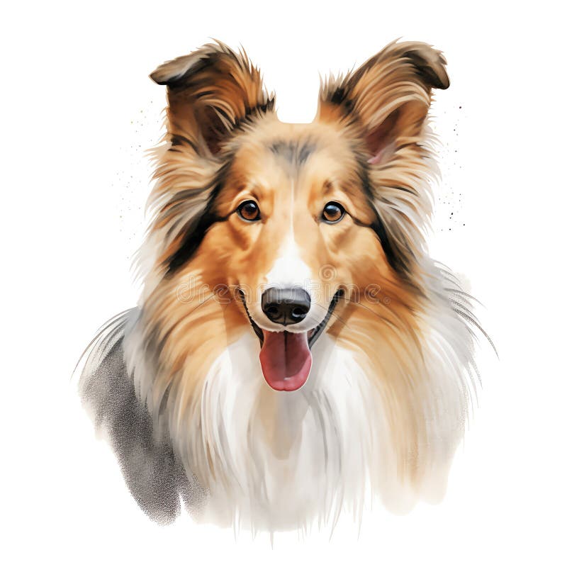 Cute Watercolor Sheltie Dog Breed Illustration Stock Illustration ...