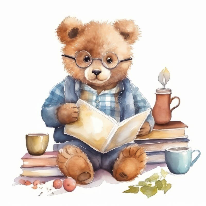 Teddy Bear Sitting Book White Stock Illustrations 294 Teddy Bear