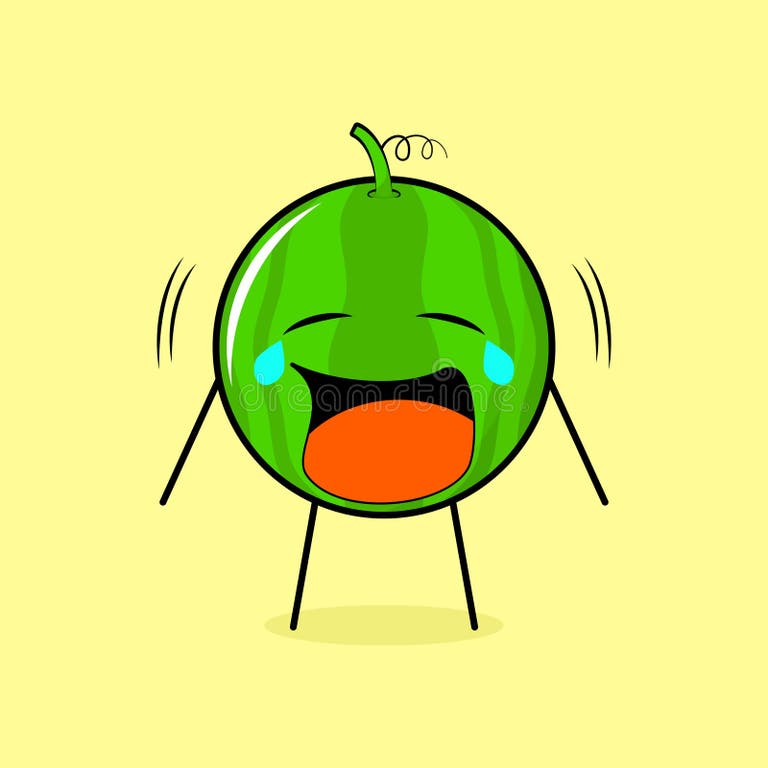 Cute Watermelon Character with Crying Expression Stock Vector ...