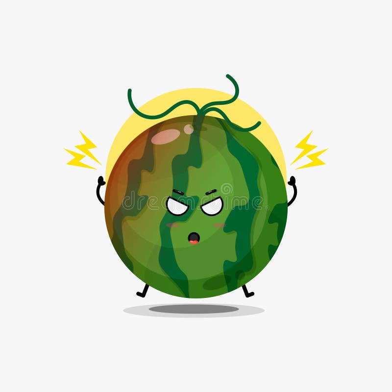 Cute Watermelon Character is Angry Stock Vector - Illustration of cute ...