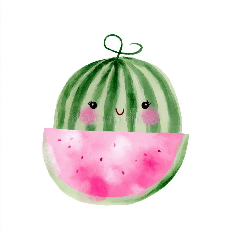 Cute Watermelon Character for Summer Fun and Children S Decor Stock ...