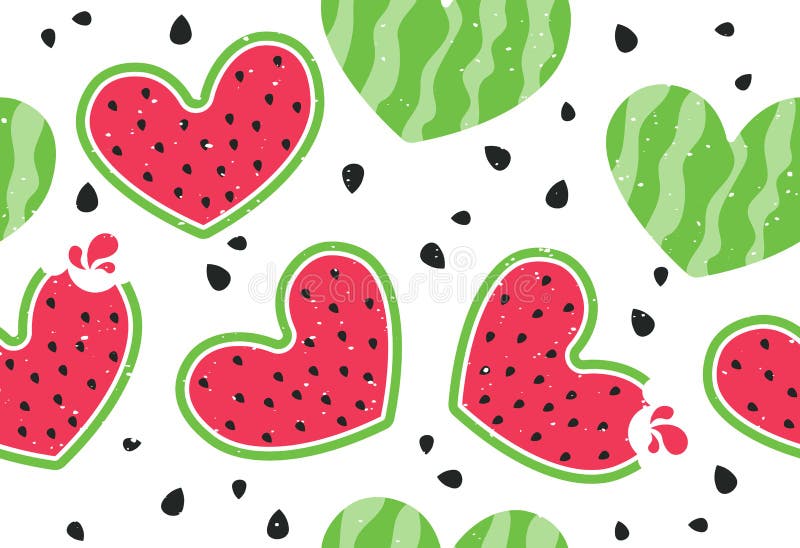 Cute Watermelon Seamless Pattern Stock Illustration - Illustration of ...