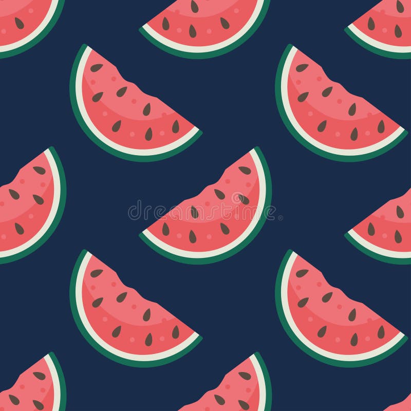 Cute Watermelon Seamless Pattern. Vector Hand Drawn Cartoon ...