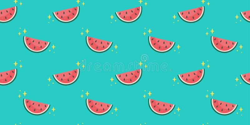 Cute Watermelon Seamless Pattern. Vector Hand Drawn Cartoon ...