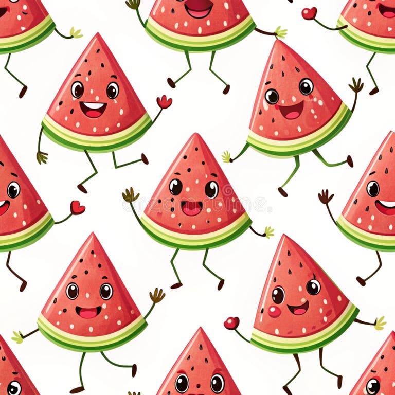 Cute Watermelon Slice Pattern Stock Illustration - Illustration of ...