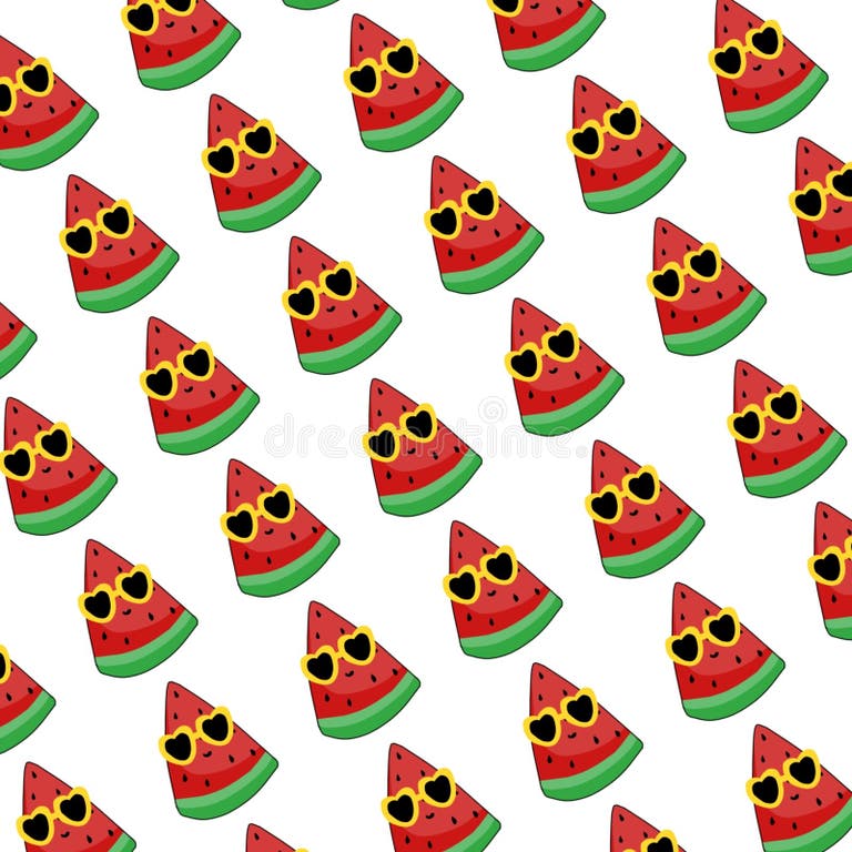 Cute watermelon pattern stock illustration. Illustration of fabric ...