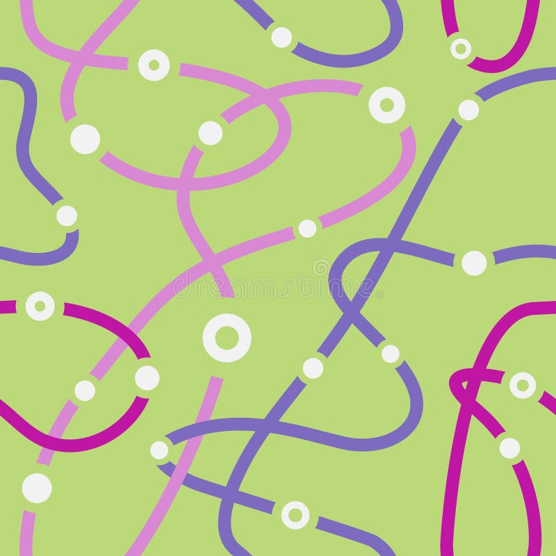 Cute Wave Lines Pattern on Light Green Background Color. Violet and ...