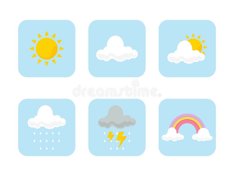 Cute Weather Forecast Flat Illustration Stock Vector - Illustration of ...