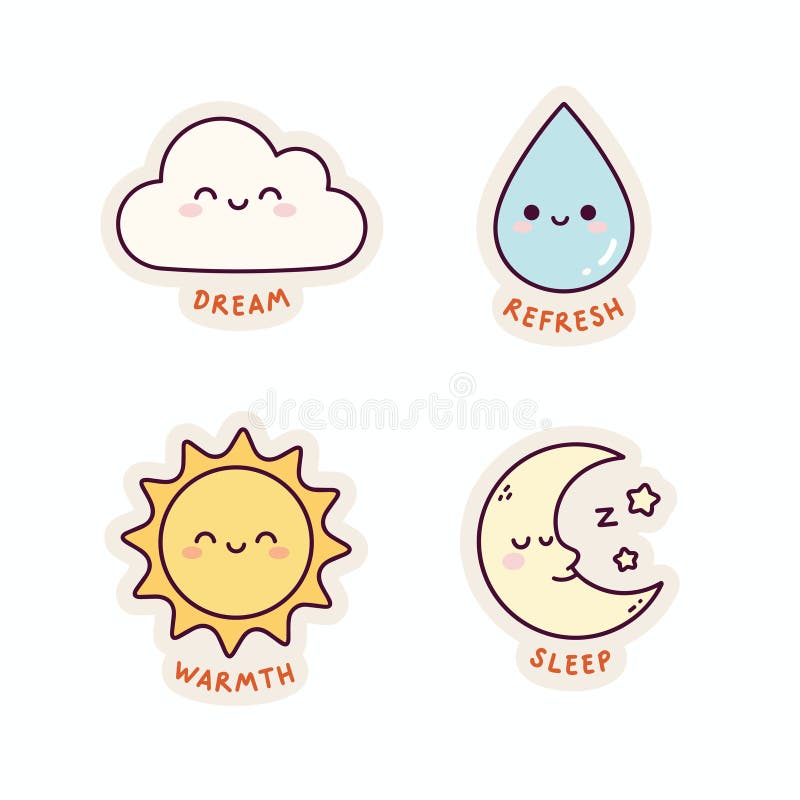 Cute Weather Icons Dream Stock Illustrations – 159 Cute Weather Icons ...