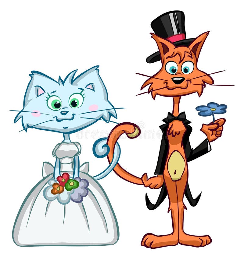 Cute wedding cats stock vector. Illustration of romantic - 36953335
