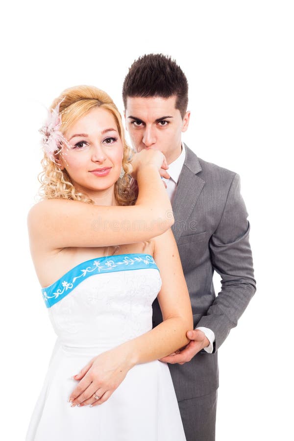 Cute Wedding Couple Kissing Stock Photo - Image of portrait, bridegroom ...