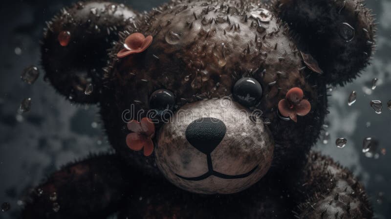 Cute Wet Teddy Bear Created with Generative AI Technology Stock ...