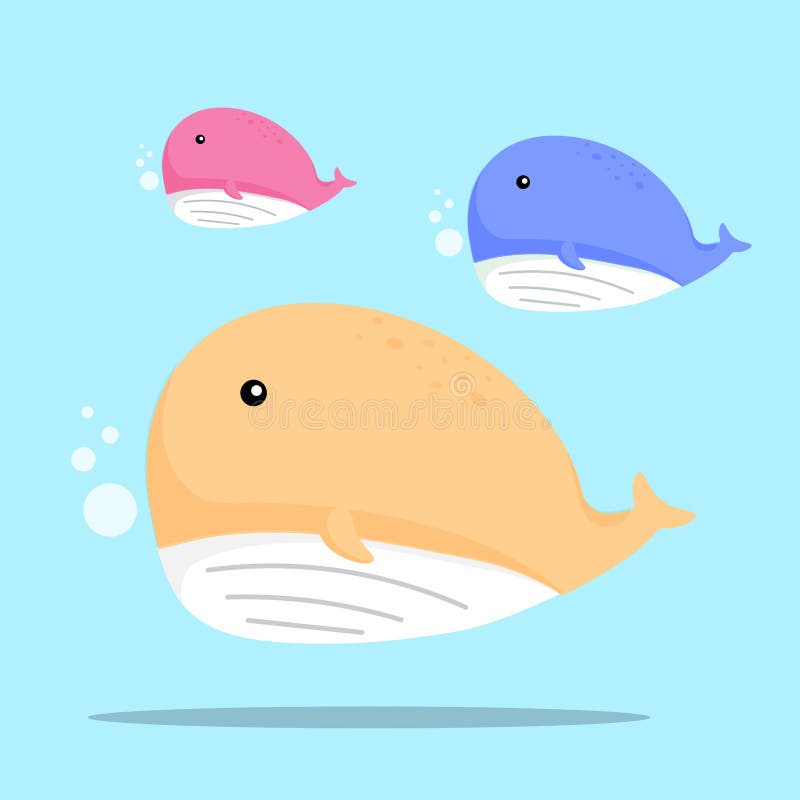 Cute Whale Cartoon Flat Design Stock Vector - Illustration of character ...