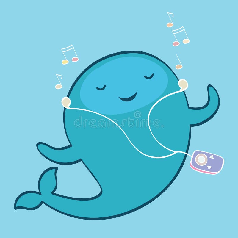 Cute Whale with Music Player Stock Vector - Illustration of graphic ...