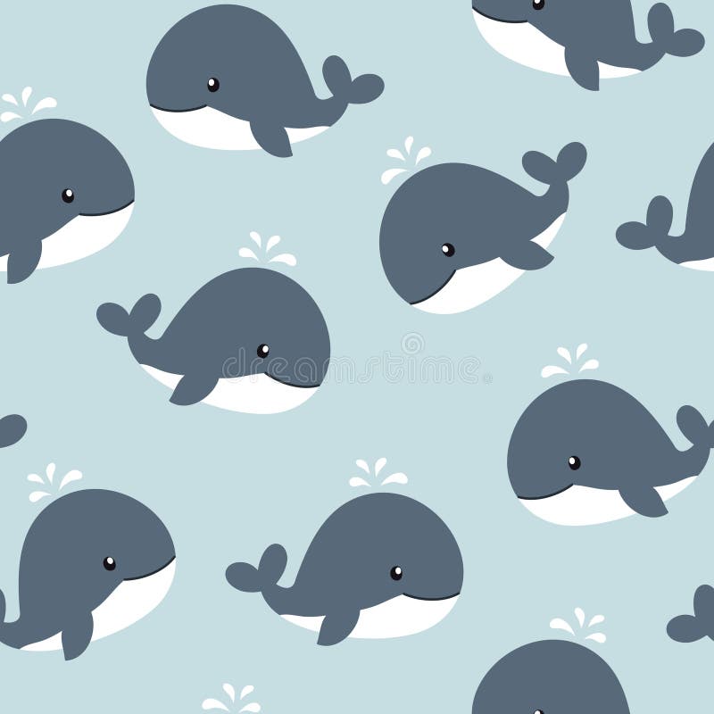 Cute Whale Seamless Pattern. Summer Vector Illustration Stock ...