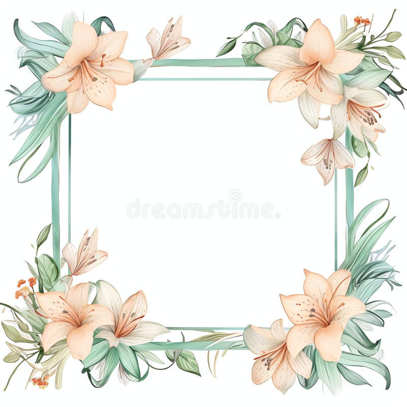 Cute Whimsical Lily Border Stock Illustrations – 20 Cute Whimsical Lily ...