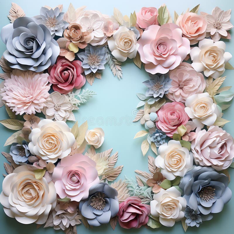 Cute Whimsical Roses Floral Frame Watercolor Stock Illustration ...