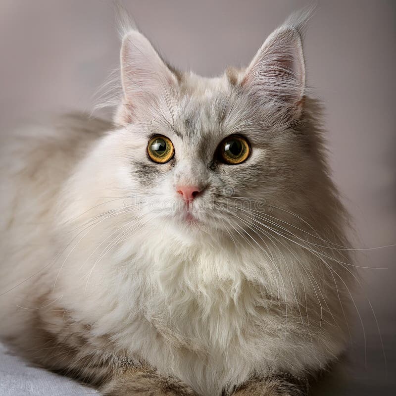 Cute White Angora Cat, AI Generated Stock Illustration - Illustration ...