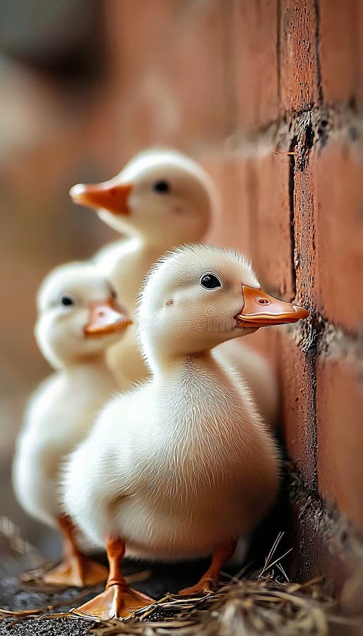 Cute White Baby Ducks. Generative Ai Stock Photo - Image of beak, chick ...