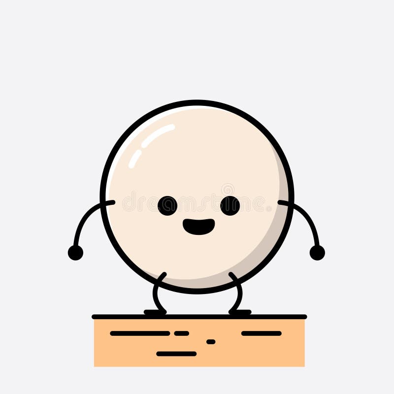 Cute White Ball Mascot Vector Character in Flat Design Style Stock ...